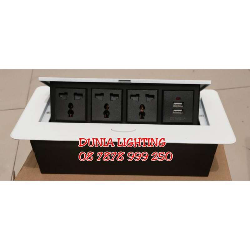 Promo STOP KONTAK MEJA FLIP UP 3 STOP 2 USB CHARGER STOP RAPAT Diskon ...