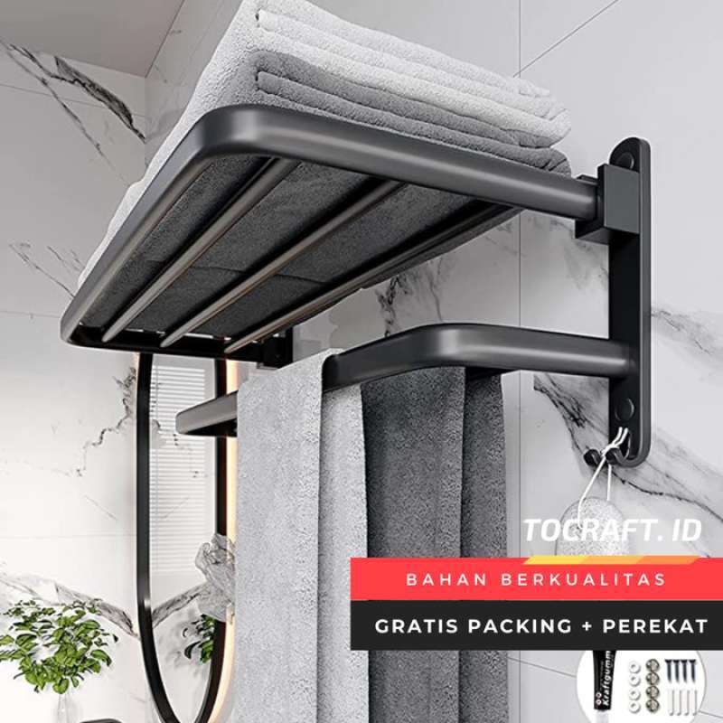 Promo Rak Handuk Gantungan Baju 2 Tingkat Tempel Tembok Kamar Mandi ...