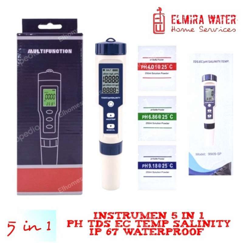 Promo PH TDS EC TEMP SALINITY 5 IN 1 ALAT UKUR KUALITAS AIR DIGITAL Diskon 23% di Seller ...