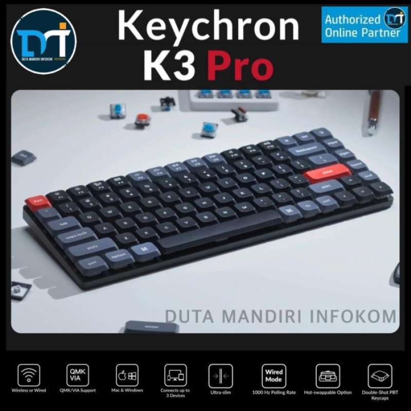 Jual Keychron K3 Pro - QMK/VIA Wireless Custom Low Mechanical Keyboard ...