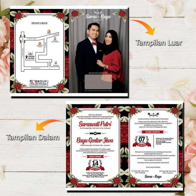 Jual Cetak Undangan Pernikahan Custom Foto Depan Langsung Jadi 1 Hari ...