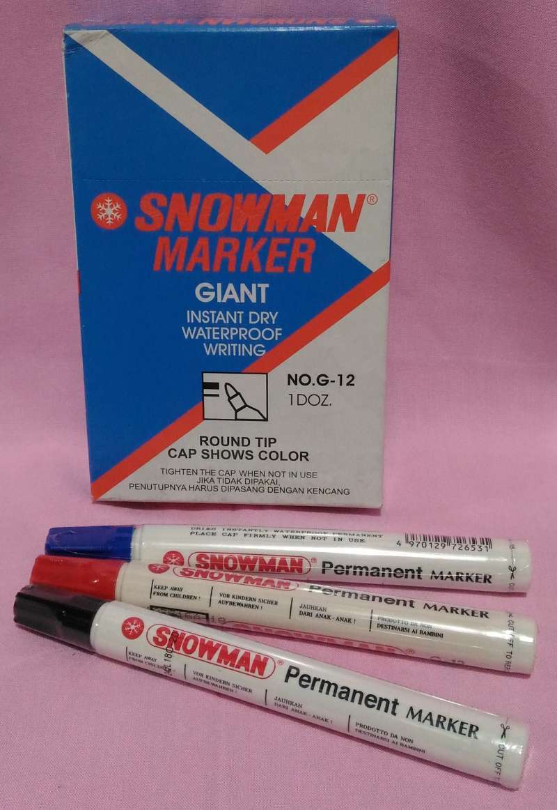 Promo Spidol Permanent Kardus Dus Hitam Biru Merah G 12 Snowman Bagus ...