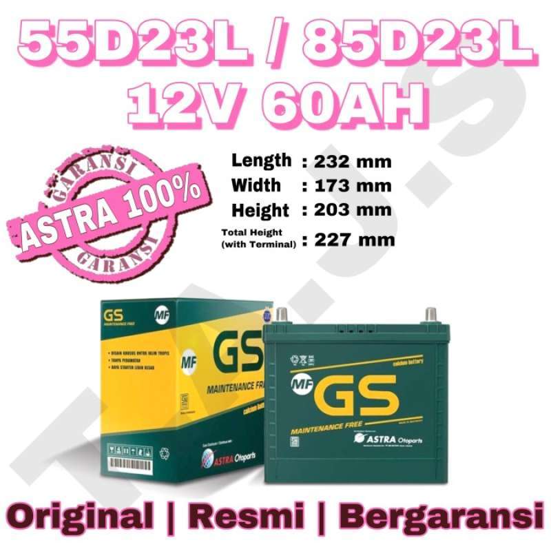 Jual Aki TOYOTA ALPHARD GS MF Maintenance Free 55D23L 60AH GARANSI ASTRA di Seller Terpercaya ...