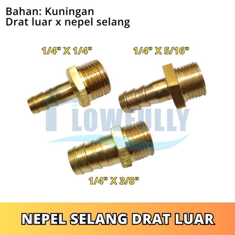 Jual Hose Nipple Drat Male Nepel Selang Sambungan Drat Luar Kuningan ...
