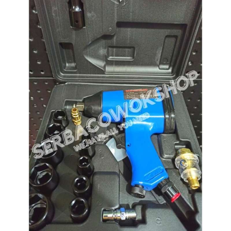 Jual Air Impact Wrench 1/2 Inch Set 17 Pcs Alat Buka Baut Sok Kompresor ...