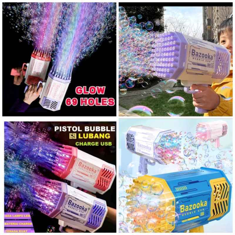 Promo Bubble Gun Jumbo 69 Holes Led/ Mainan Tembakan Gelembung Gatling ...