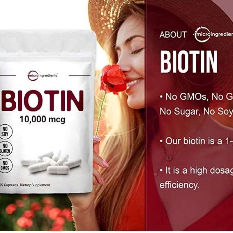 Jual Micro Ingredients Biotin 10,000mcg w/Hyaluronic Acid 25mg 360 ...