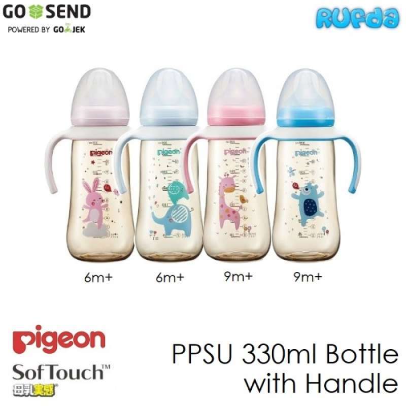 Promo Pigeon with Handle 330ml PPSU Baby Bottle Botol Susu dengan Gagang - Gajah 6m - Beruang 9m ...