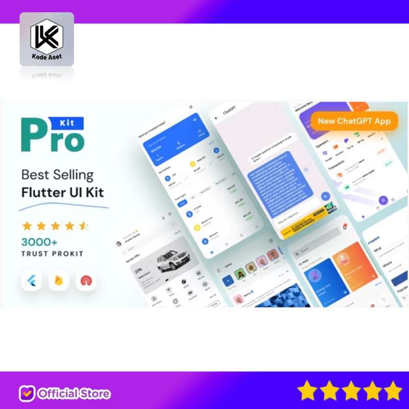 Jual PROKIT FLUTTER - BEST SELLING FLUTTER UI KIT WITH CHAT GPT APP BY KODEASET di Seller ...