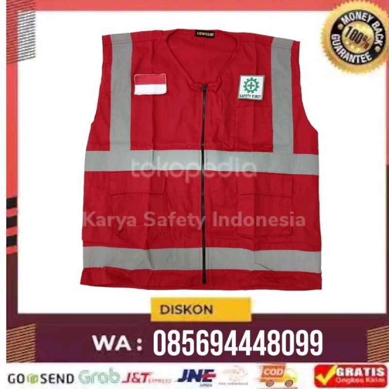 Jual Rompi kerja proyek/Rompi safety proyek + logo k3 dan bendera di ...