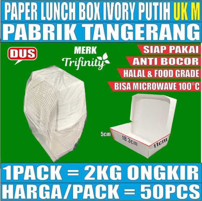 Jual Paper Lunch Box Tutup Uk M Food Tray Makan Kotak Makanan Kertas ...