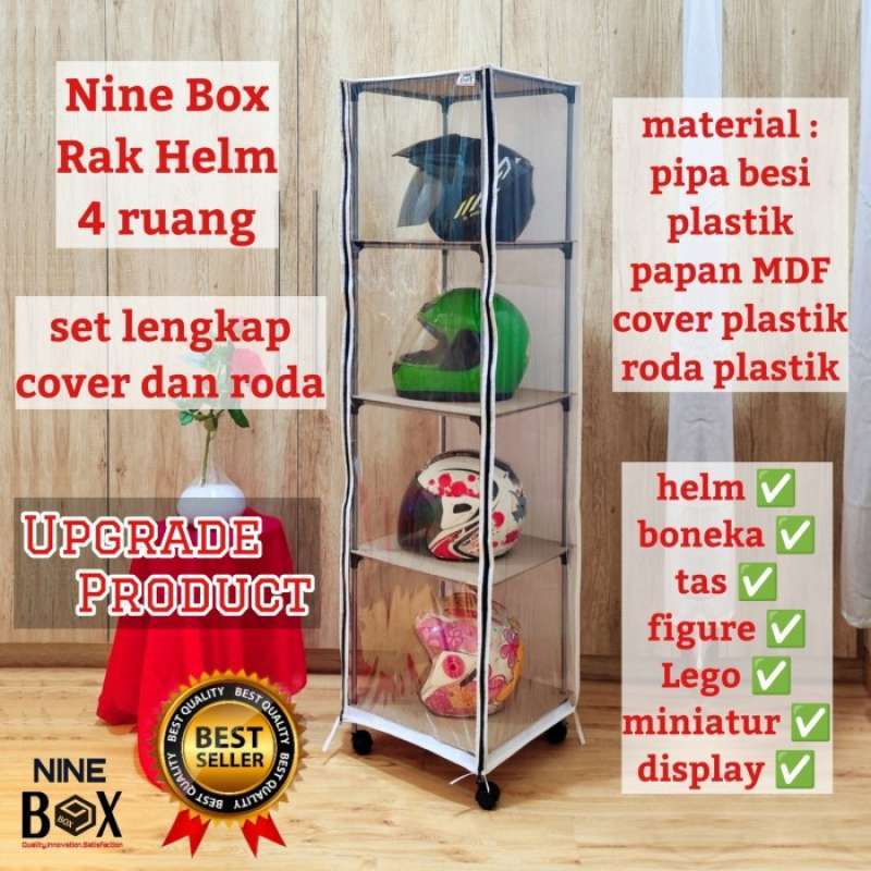 Promo Rak Helm Susun Anti Debu 5 Tingkat Pakai Roda Ada Sarung Plastik ...