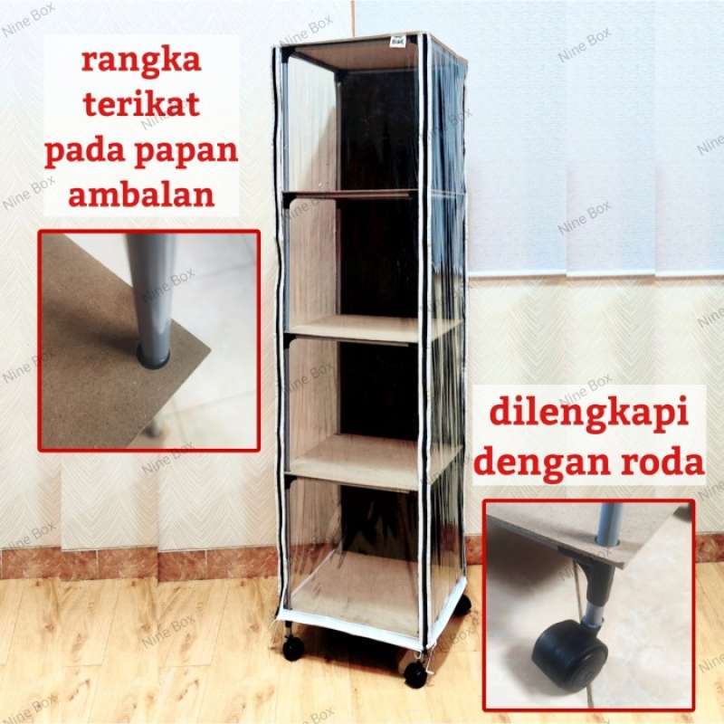 Promo Rak Helm Susun Anti Debu 5 Tingkat Pakai Roda Ada Sarung Plastik ...
