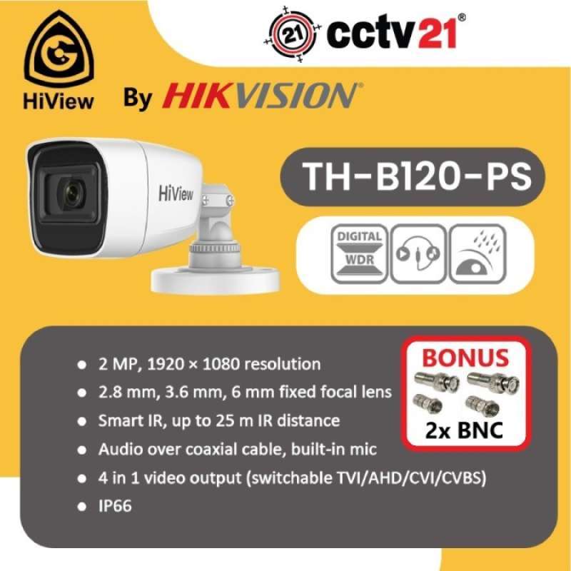 Jual Kamera Cctv Outdoor Hiview By Hikvision 2mp 1080p Th-b120-pc + 2 ...