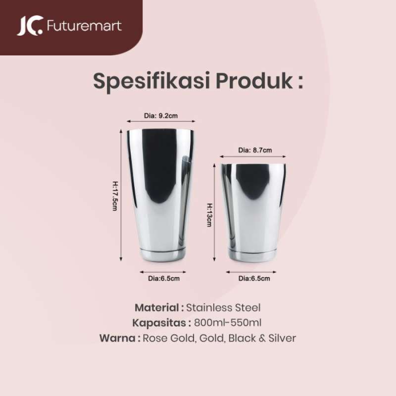Promo Boston Cocktail Shaker Stainless Sus-304 800ml/550ml Set Weight Base Diskon 23% Di Seller ...