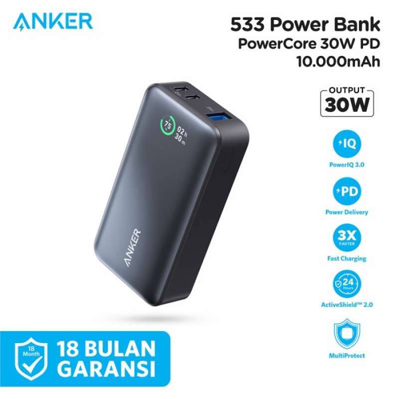 Jual PowerBank Anker 533 PowerCore 10.000 mAh PD 30W - A1256 di Seller Anker Indonesia Official ...