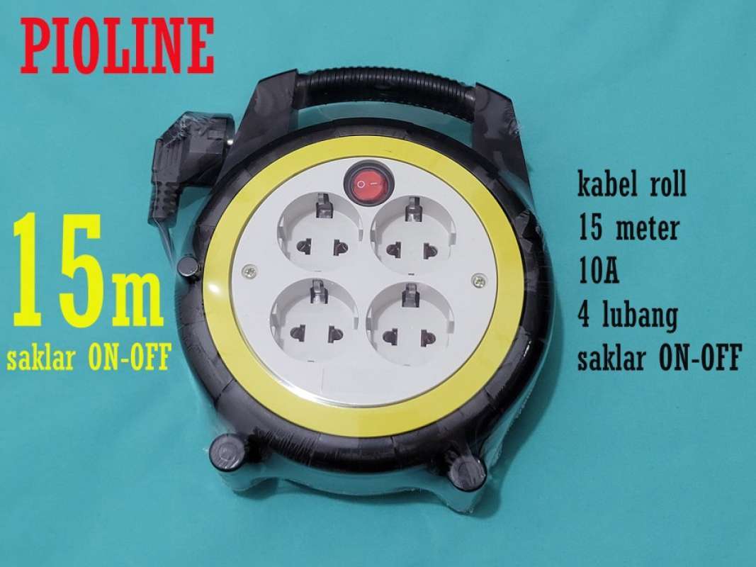 Promo PIOLINE kabel roll 15 meter + saklar on-off box kabel 4 lubang ...