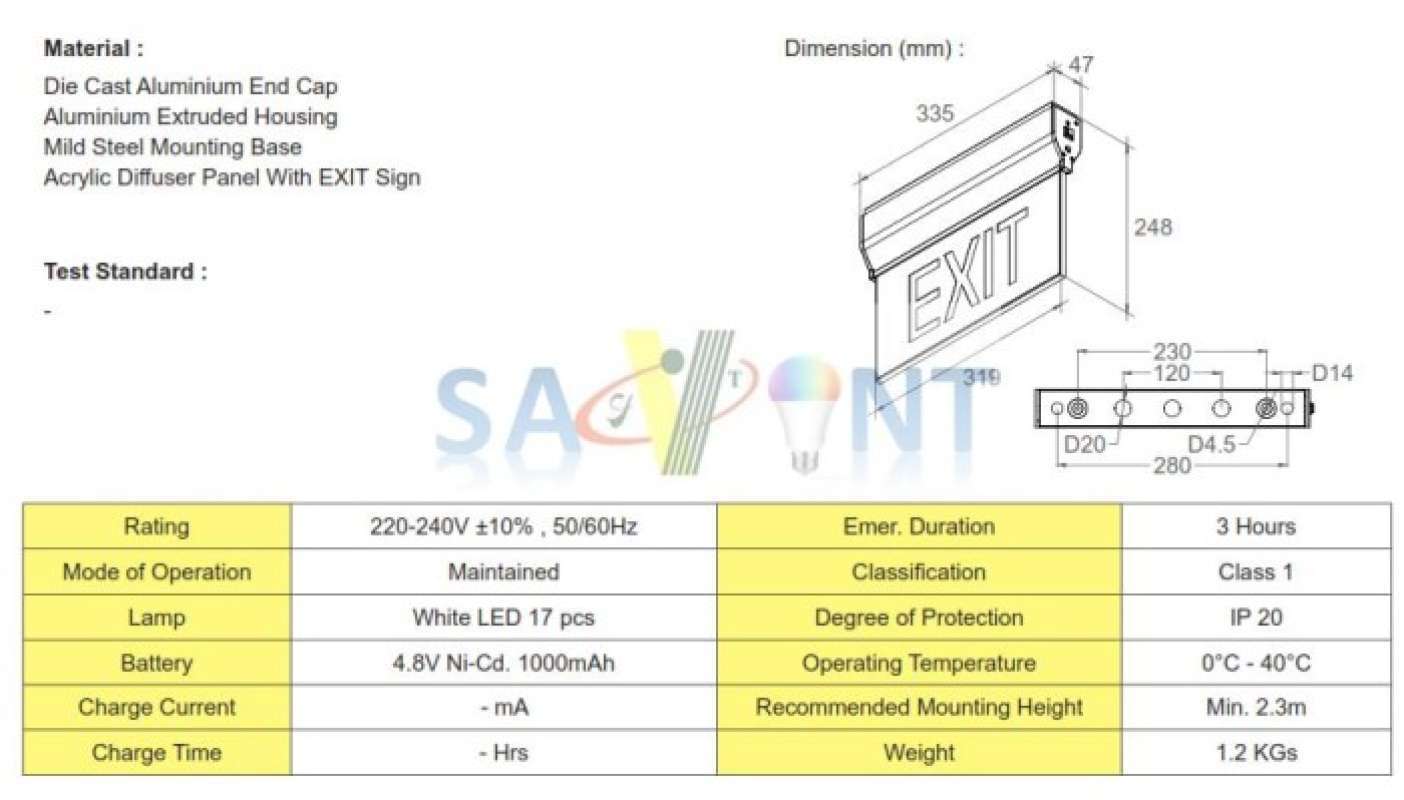 Promo Exit Lamp Slim Type Surface - Emergency Exit Sign Diskon 23% Di ...