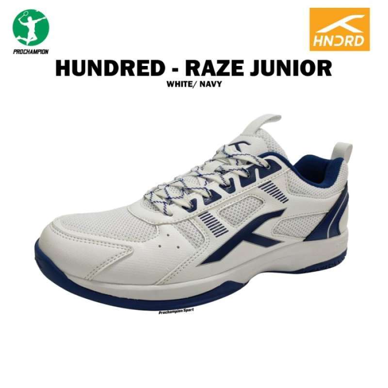 Jual Sepatu Badminton Anak Hundred Raze White Navy Original di Seller ...
