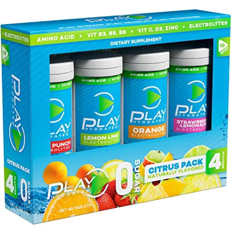 Promo Play Hydrated Sports Hydration Tablets, SUGAR FREE (Variety Pack ...