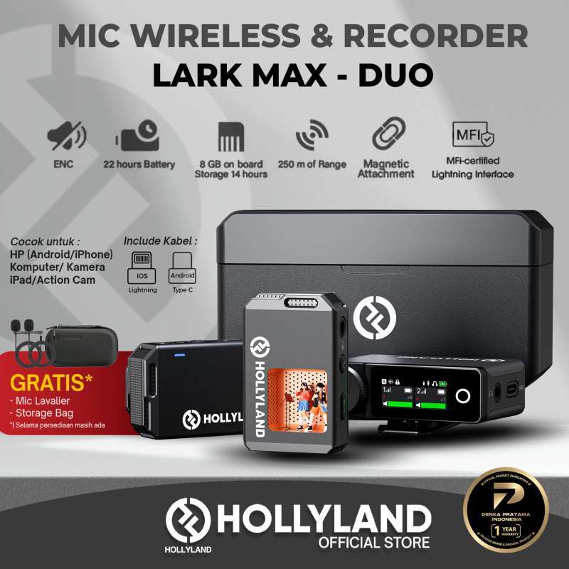 Jual Hollyland Lark Max Microphone Wireless and Recorder 8GB Storage di ...