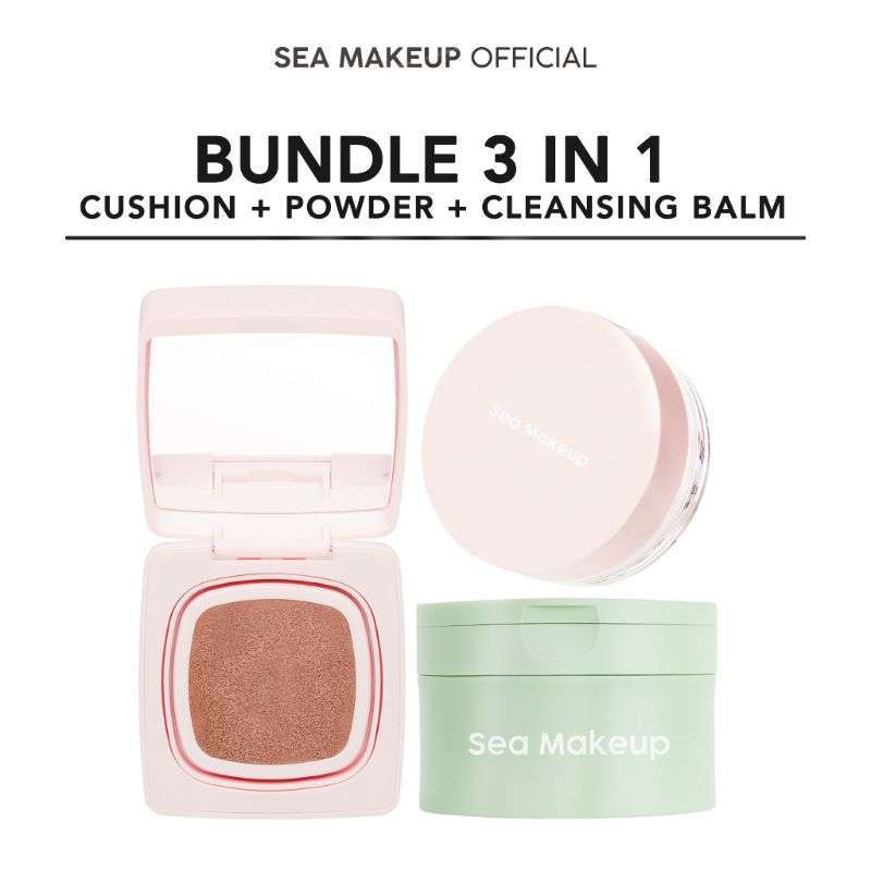Promo Sea Makeup Bundle 3 in 1 Cushion + Setting Powder + Cleansing ...