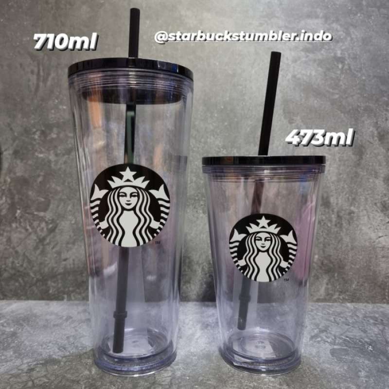 Promo Starbucks Tumbler Transparent Black Cold Cup Botol Bening Hitam ...