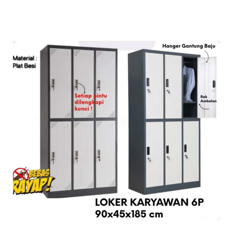 Jual Lemari Pakaian Plat Besi 6 pintu Locker Kolam Renang Loker ...