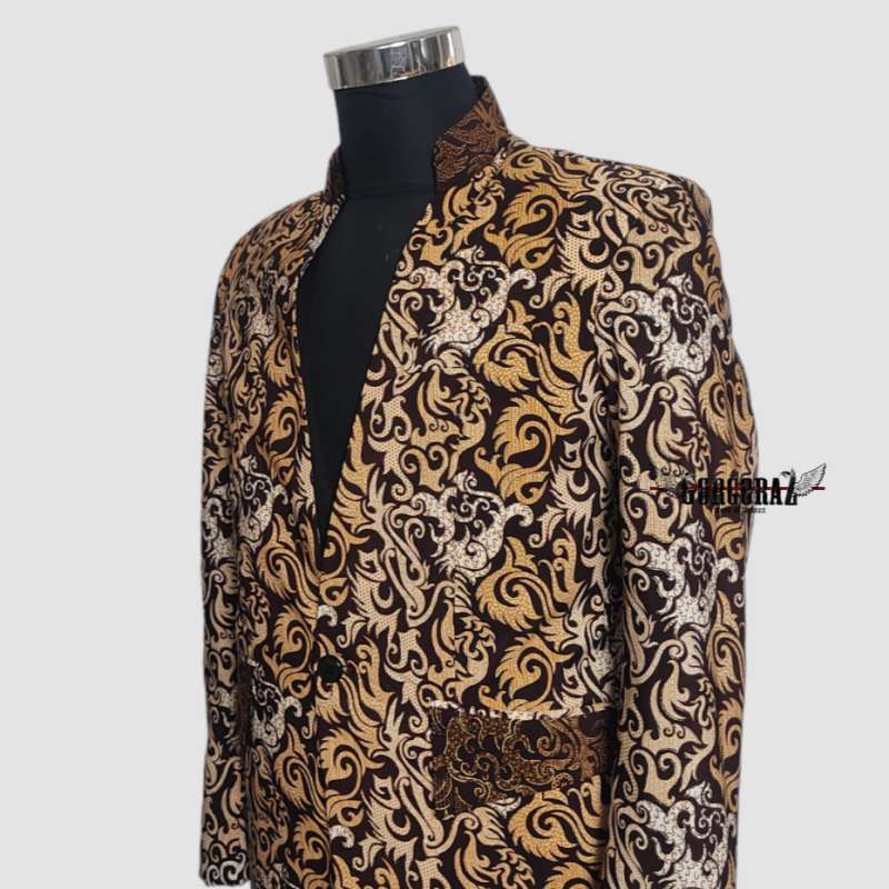 Jual Jas Batik Blazer Batik Gold Emas Pria Keren Slimfit Modern Chiangi ...