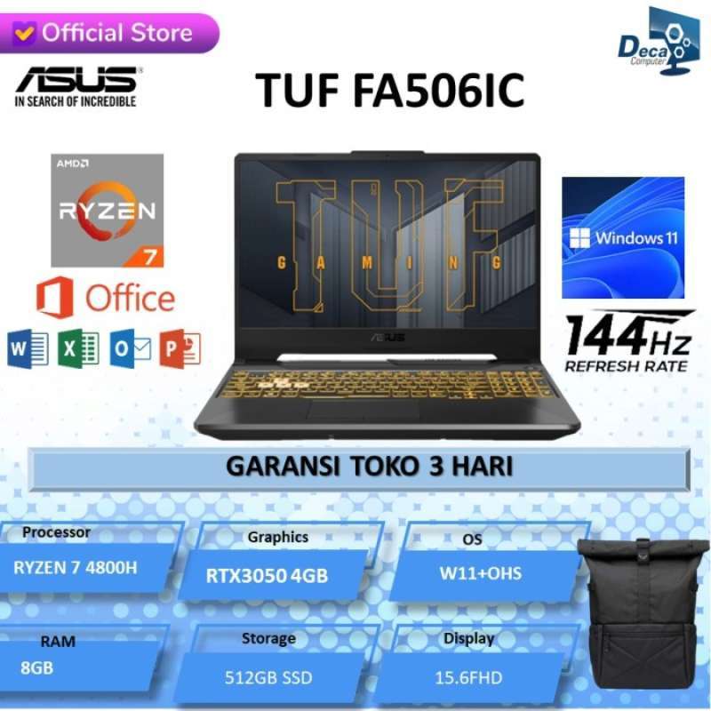 Promo Asus Tuf Fa506ic R735b6to Ryzen 7 4800 8gb 512ssd Rtx3050 4gb W10 ...