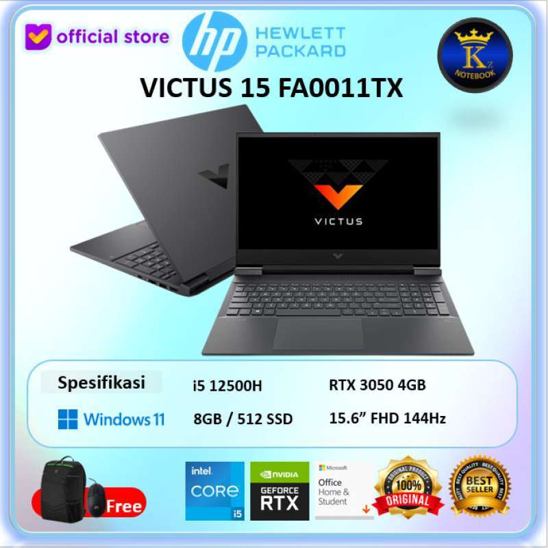 Promo HP VICTUS 15 FA0011TX i5 1250H 8GB 512GB RTX3050 4GB WIN11 15.6 ...