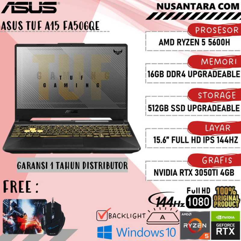 Promo LAPTOP GAMING ASUS TUF FA506 AMD RYZEN 5 5600H 16GB 512GB RTX ...