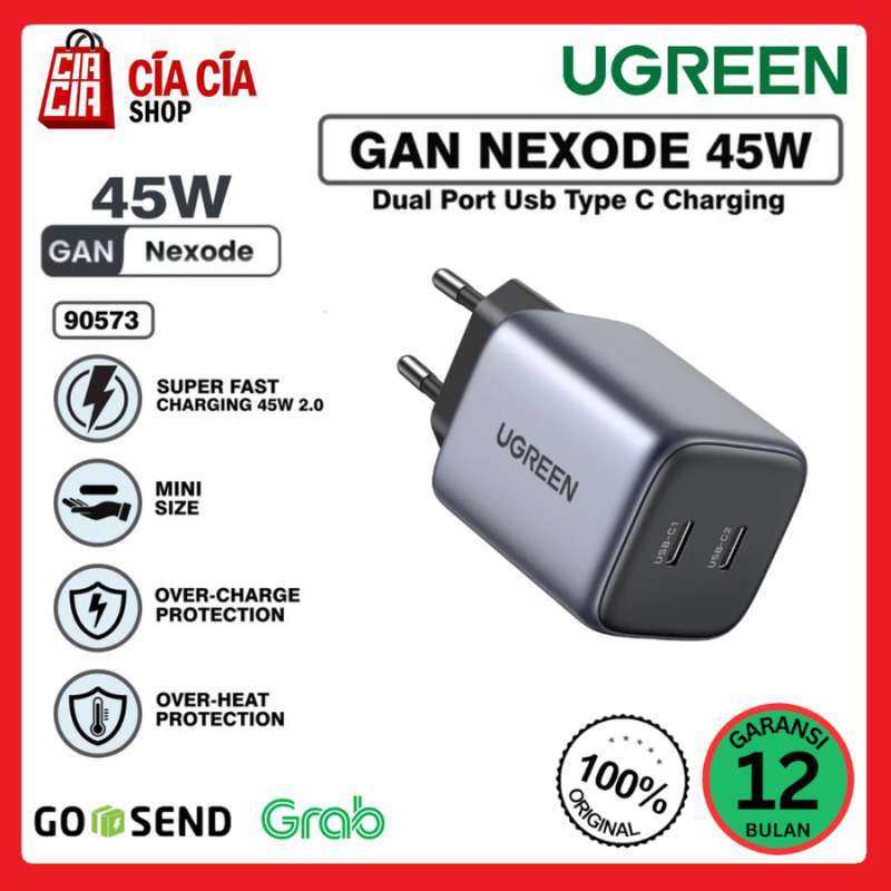 Jual UGREEN Nexode 45W Adaptor Charger Mini PD GaN Type C Fast Charging ...
