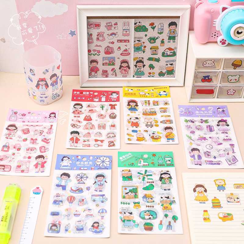 Jual Stiker Motif Cute Cartoon Series Lucu & Unik Isi 4 Lbr / Sticker ...
