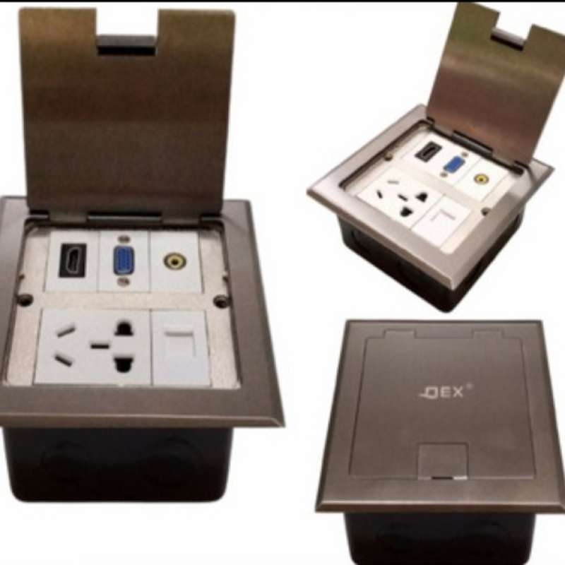 Promo BOX FLOOR SOCKET LANTAI/MEJA HDMI/VGA/1 RCA/RG 45 LAN/COLOKAN ...