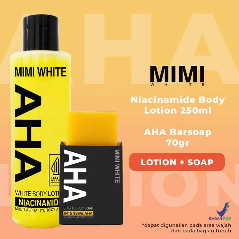 Jual Mimi White Body Lotion Niacinamide 250 Ml + Aha Barsoap 70 Gr Di ...