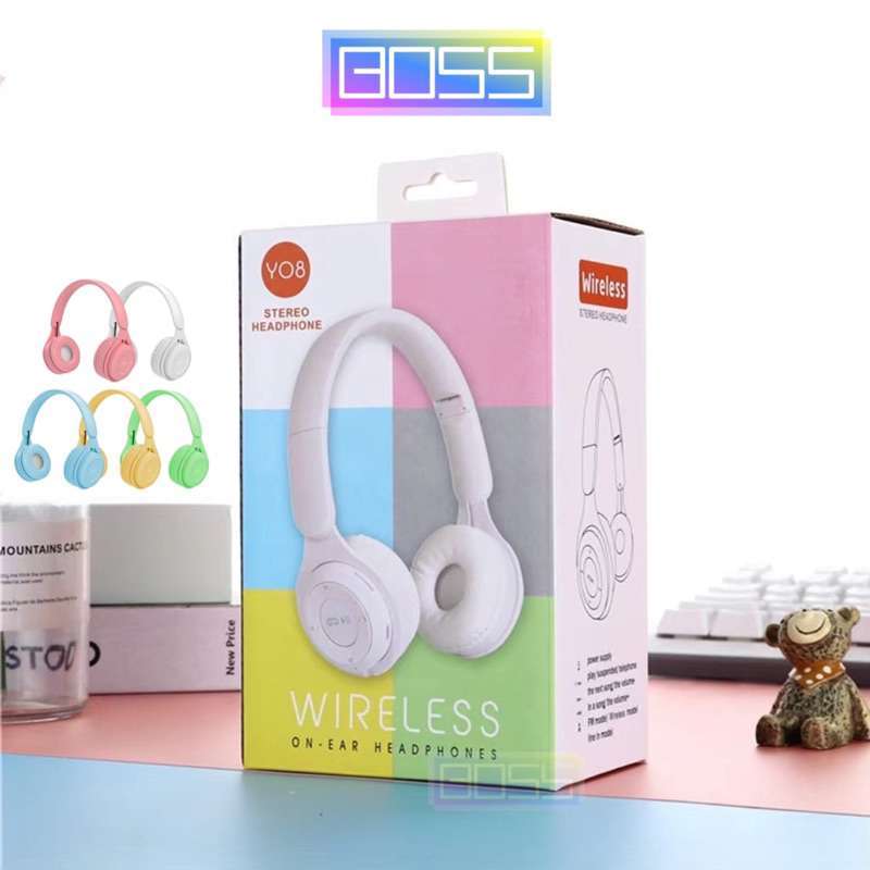 Jual Paketheadphone Bluetooth Headset Wireless Macaron Y08 Stereo ...