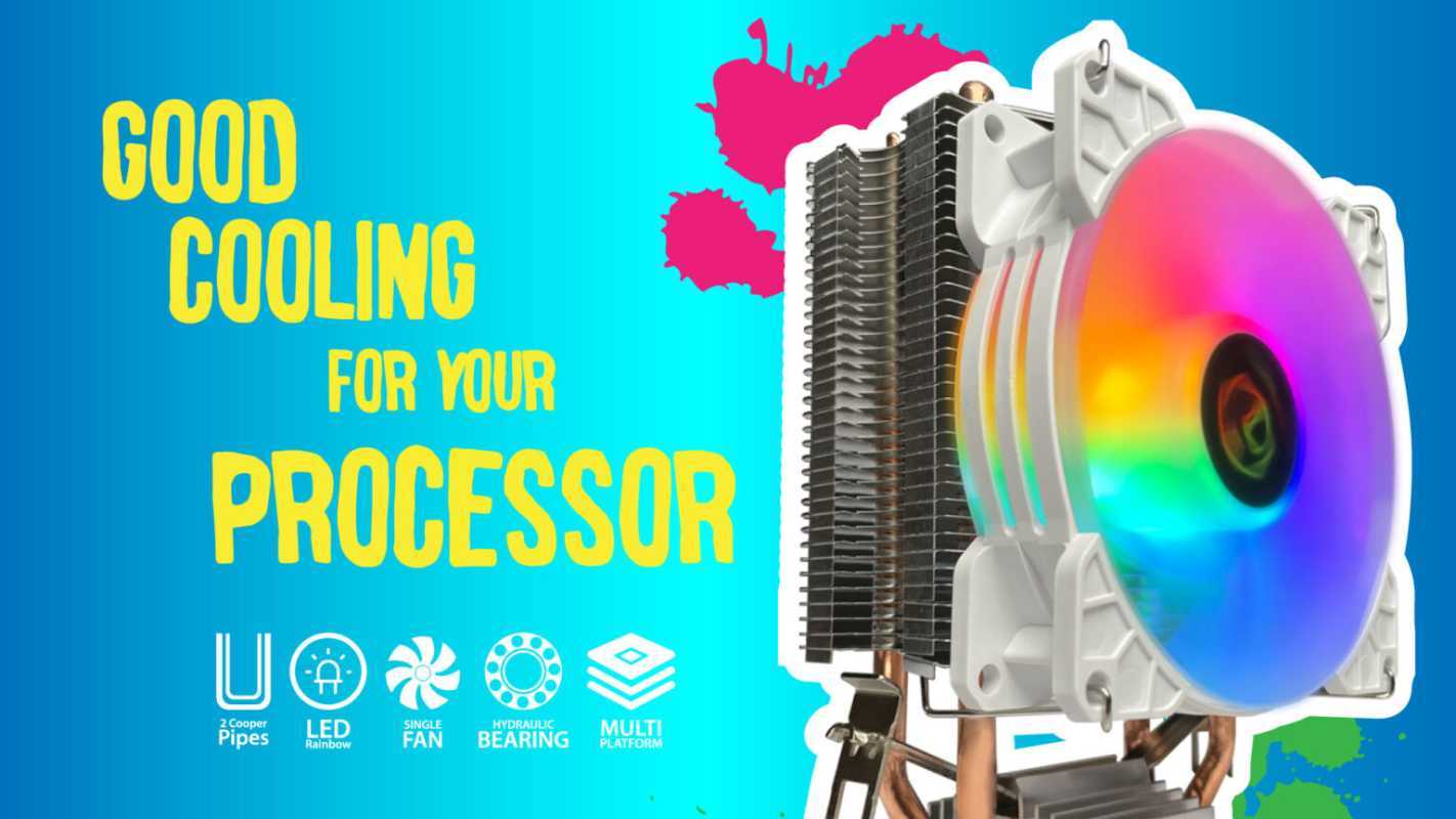 Promo Cpu Fan / Cooler Cube Gaming Wind 2 Heat Pipes Rainbow Led (am5 ...