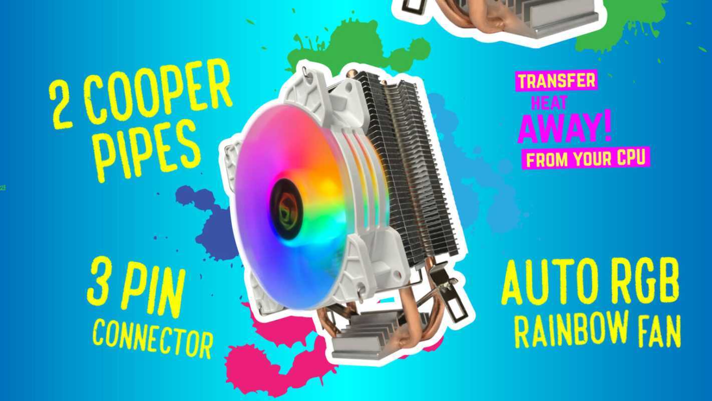 Promo Cpu Fan / Cooler Cube Gaming Wind 2 Heat Pipes Rainbow Led (am5 ...