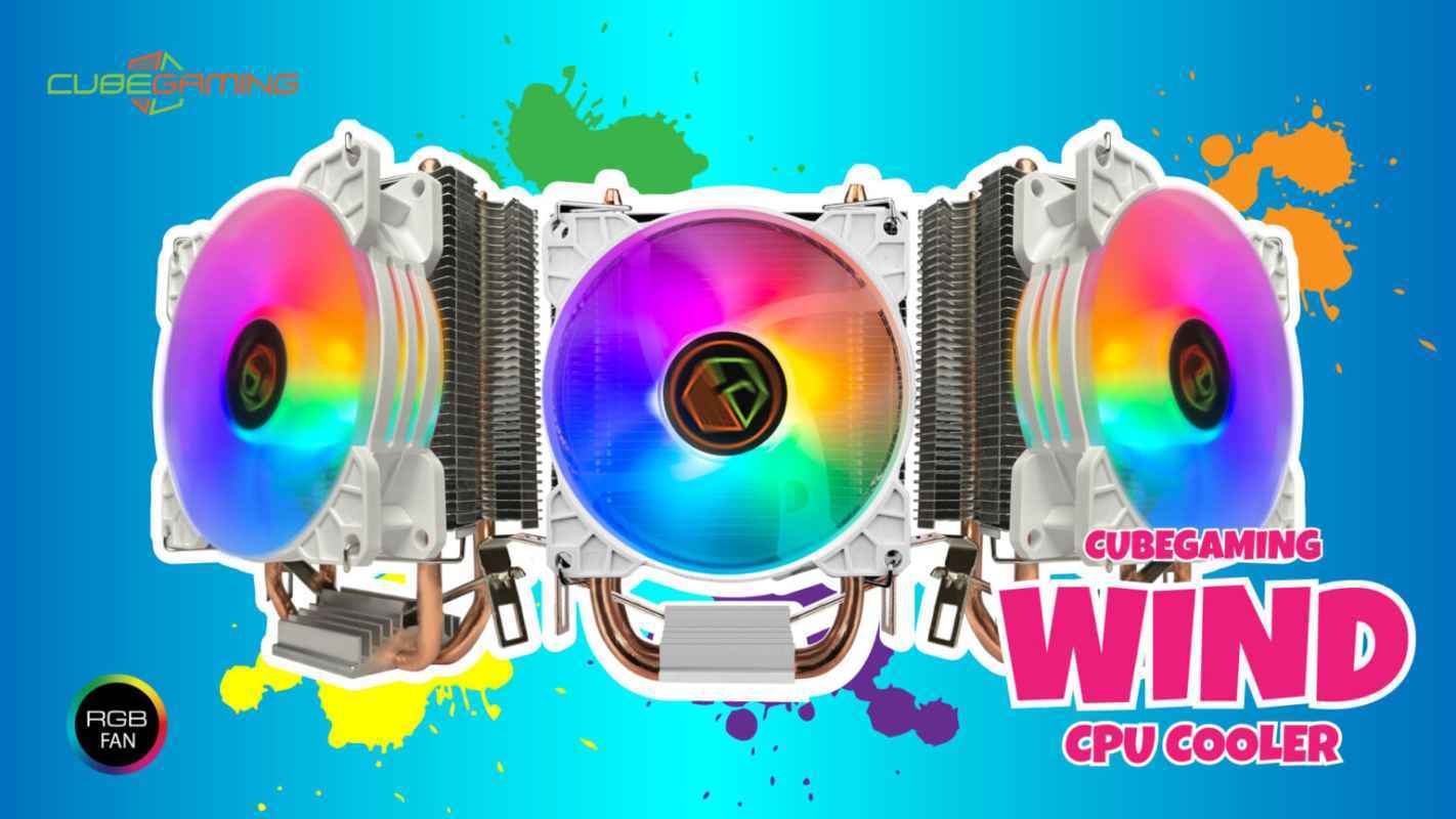 Promo Cpu Fan / Cooler Cube Gaming Wind 2 Heat Pipes Rainbow Led (am5 ...