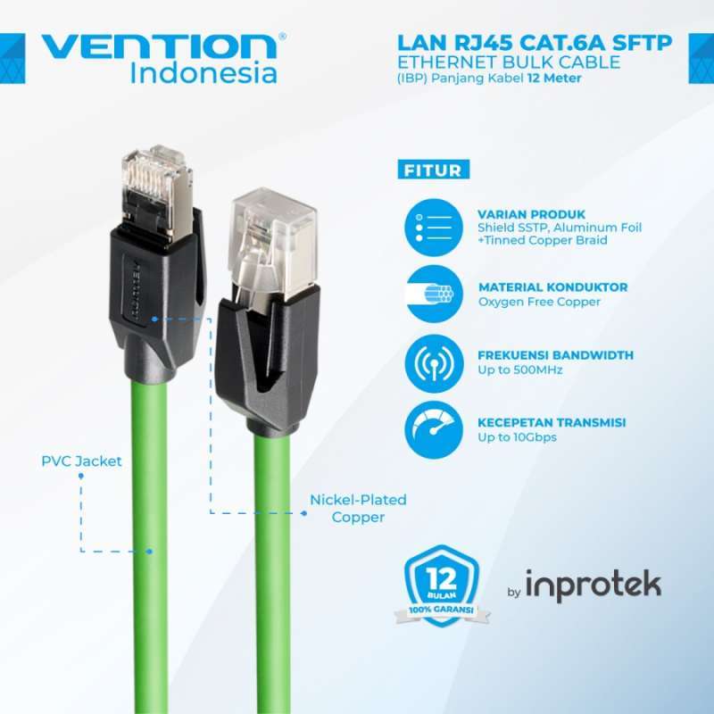Jual Vention 12M Kabel LAN Gigabit Ethernet RJ45 Cat6.a SSTP S/FTP ...