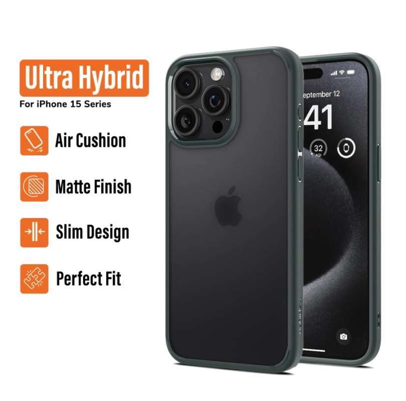 Promo Case iPhone 15 Pro Max Plus Spigen Ultra Hybrid Slim Anti Crack ...