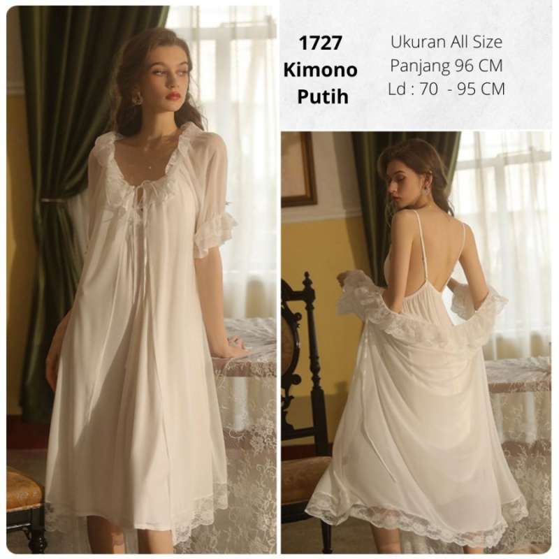 Promo Lingerie Sexy Baju Tidur Wanita Dress Kimono Sexy Lingerie Set Warna Putih Diskon 33 Di
