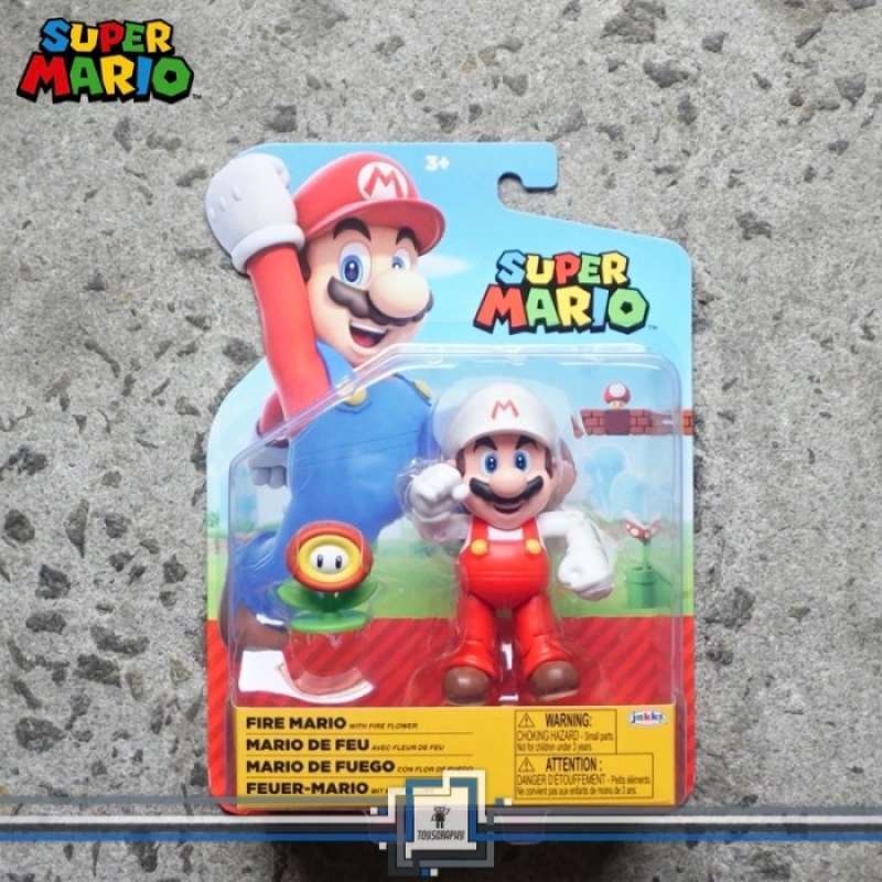 Jual Super Mario Fire Mario 4 with Fire Flower Action Figure Artikulasi ...