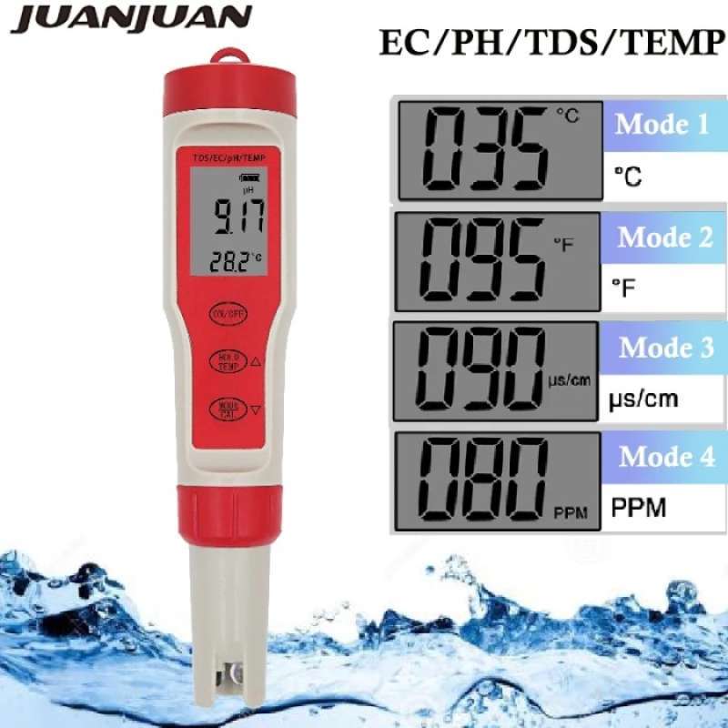 Promo 4in1 PH TDS EC TEMP Alat Ukur Kualitas Air Hidroponik Kolam ...