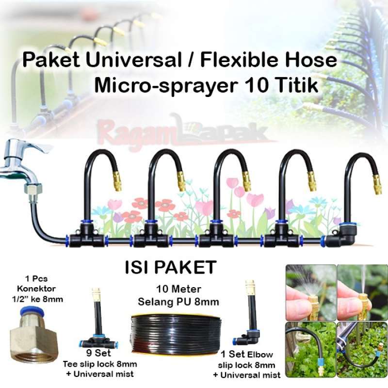 Promo Paket Universal / Flexible Micro Sprayer / Mist Sprayer 10 Titik ...
