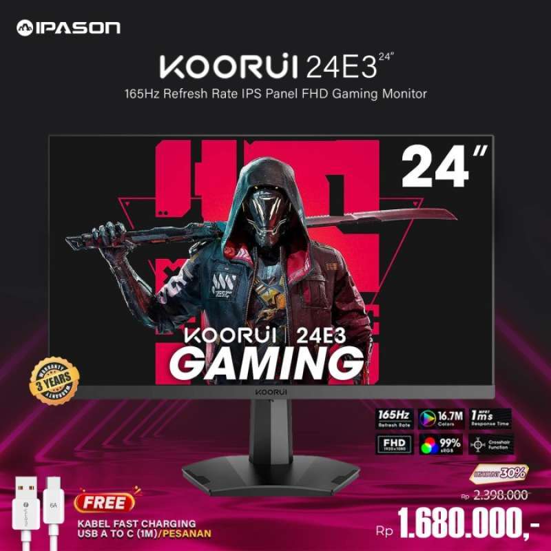 Promo Promo Koorui 24 Inch Fhd Gaming Monitor 165Hz 1Ms Ips Panel 24E3 ...