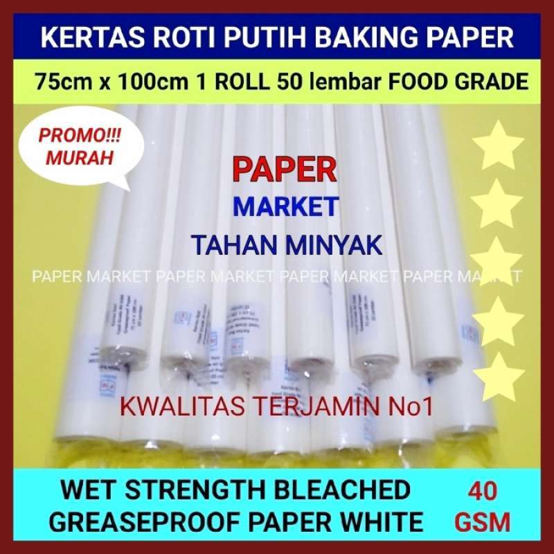 Promo Kertas Roti Putih / Baking Paper Putih 75 x 100cm - 50 lembar ...