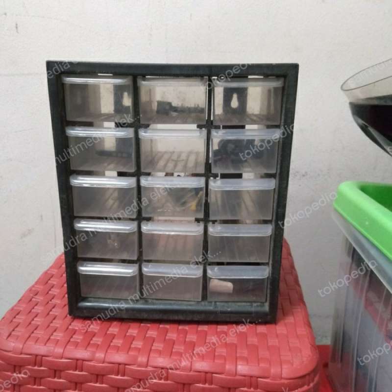 Promo rak sparepart 5 susun atau rak kotak komponen elektronik 15slot ...