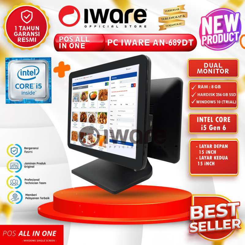 Jual Iware Pos All in One PC AN-689DT Core i5/6 8/256GB Touchscreen di ...